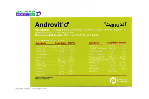 قرص آندروویت دارو درمان پارمیدا 30 عددی | داروخانه آنلاین دکتر دانیالی ...
